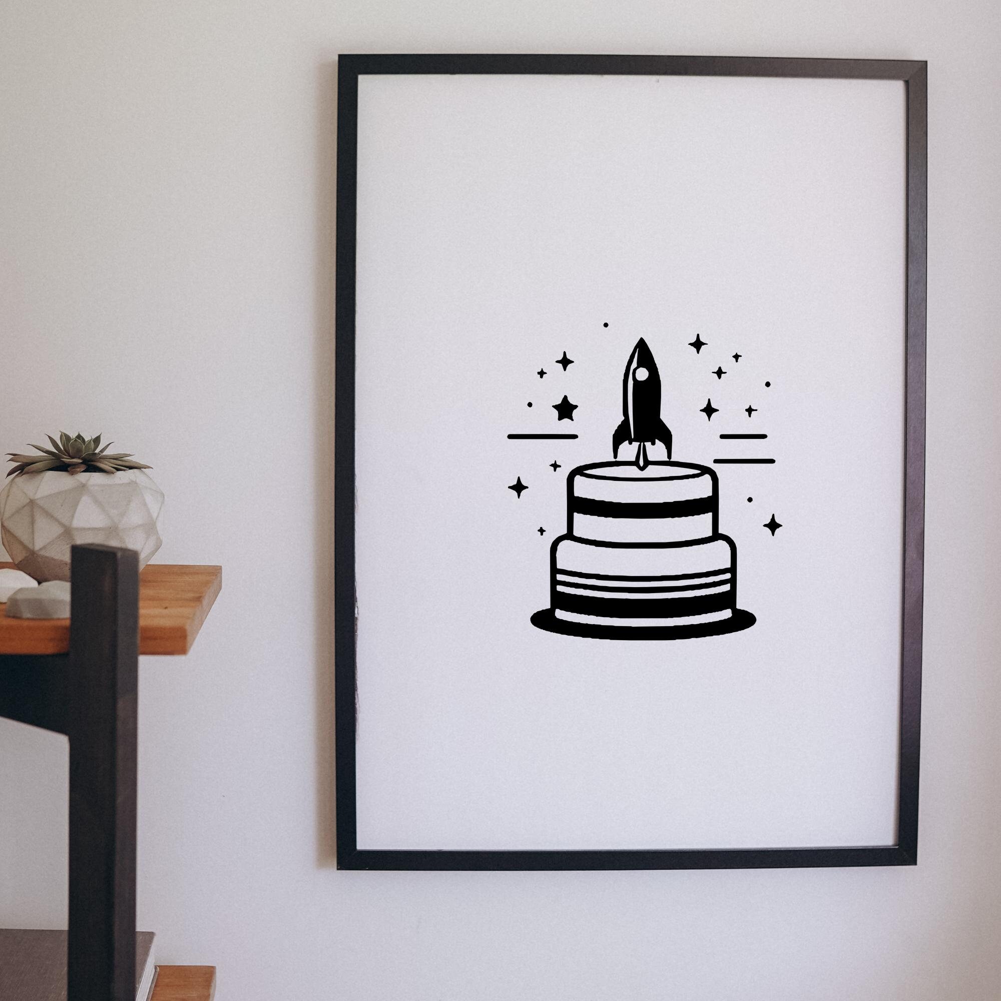 Rocket Cake SVG PNG Collection Space Hand Drawn Clipart Party Themed ...