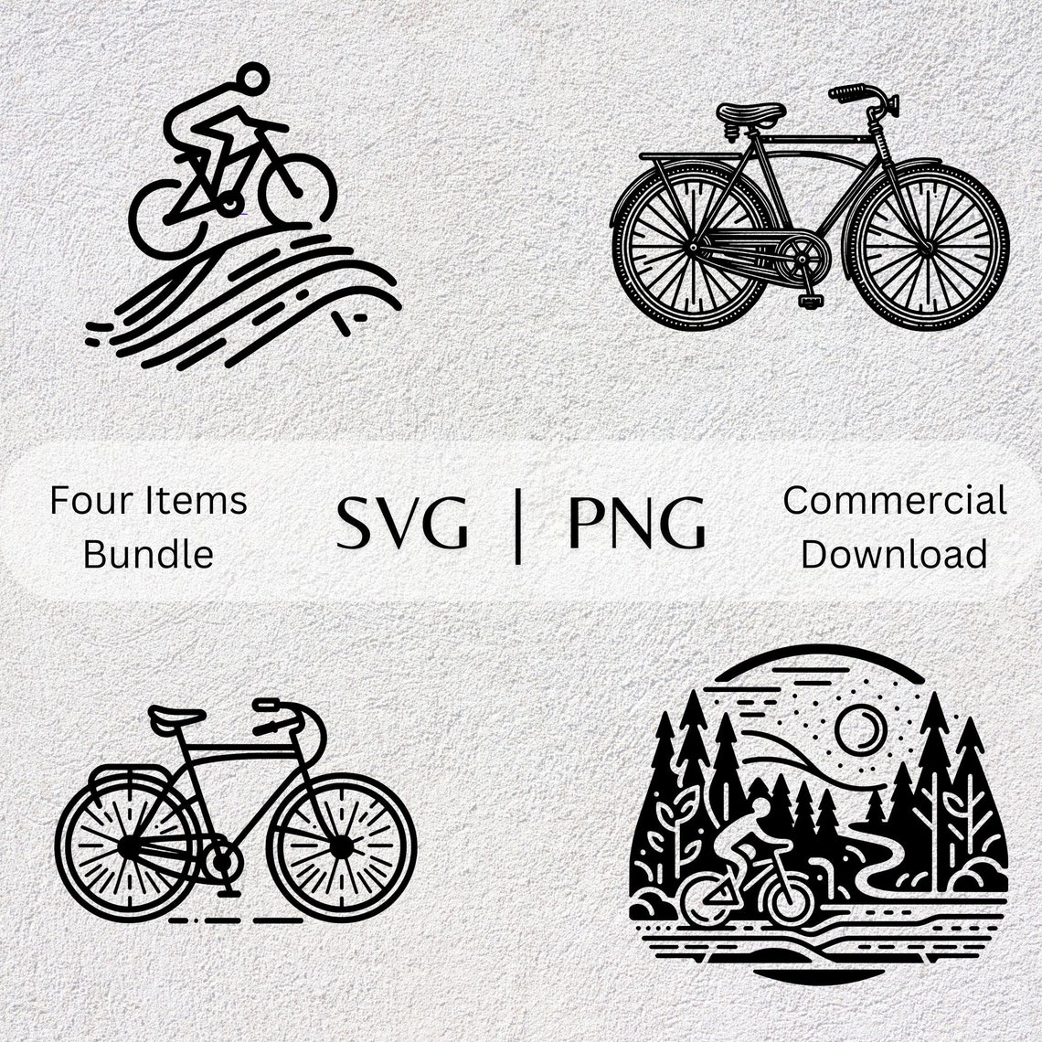 Vintage Bicycle SVG Collection, PNG, Sports Clipart, Hand Drawn Workout ...