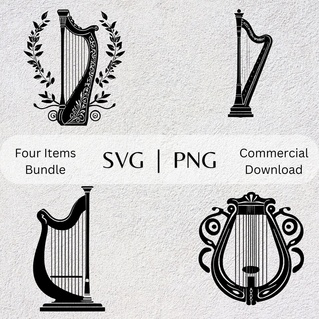 Greek Harp SVG PNG Collection Ancient Hand Drawn Clipart Music Themed ...