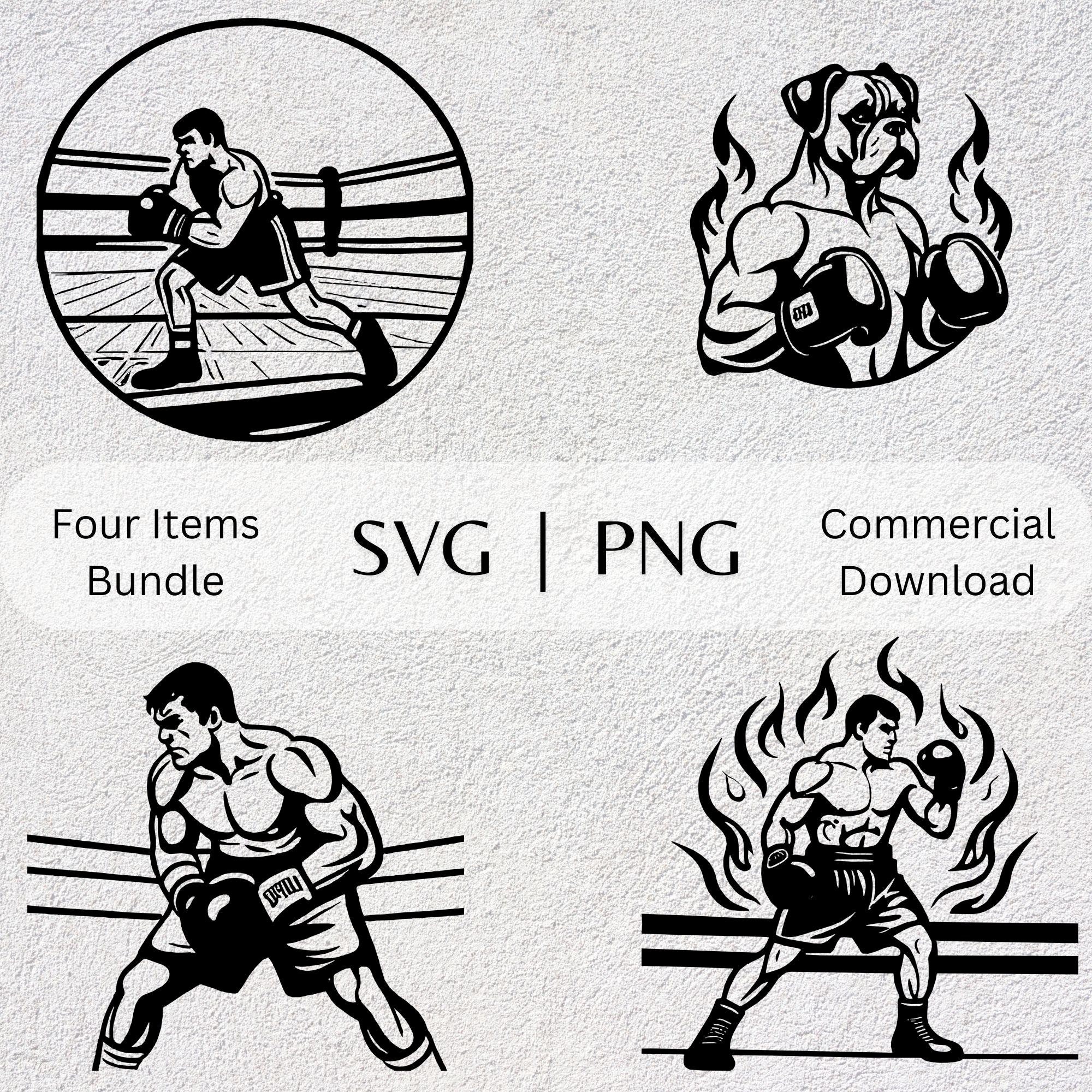 Boxer SVG PNG Collection Ring Hand Drawn Clipart Fighter Themed Vector ...