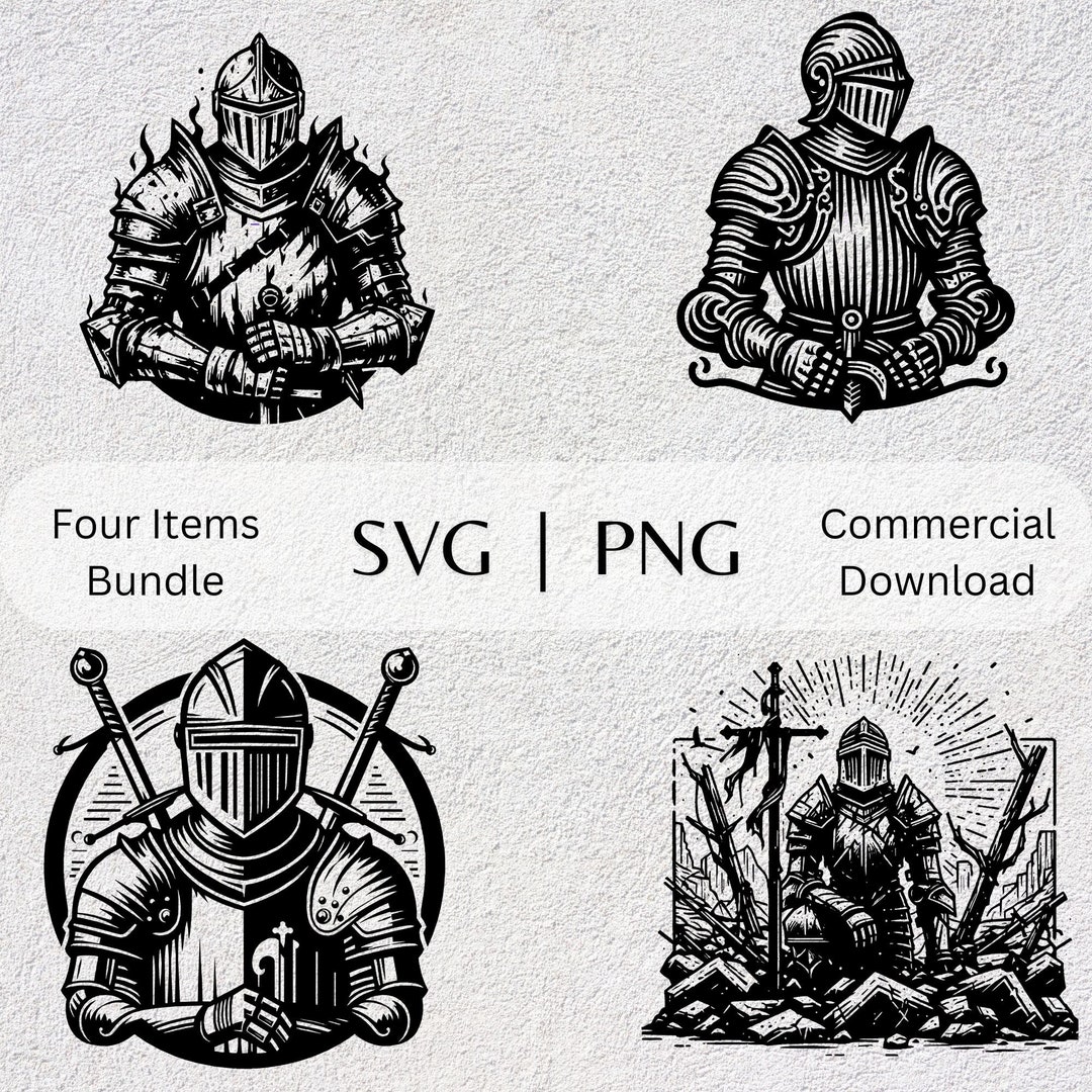 Medieval Knight Theme War SVG PNG Collection Armor Hand Drawn Clipart ...