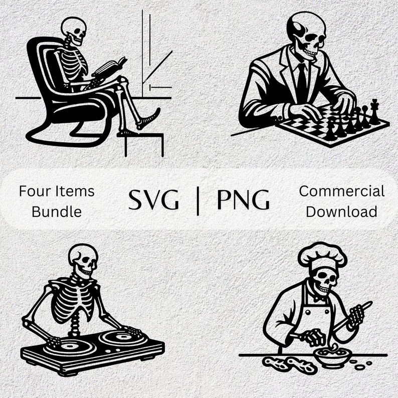 Skeleton Man SVG PNG Collection Work Hand Drawn Clipart Party Themed ...