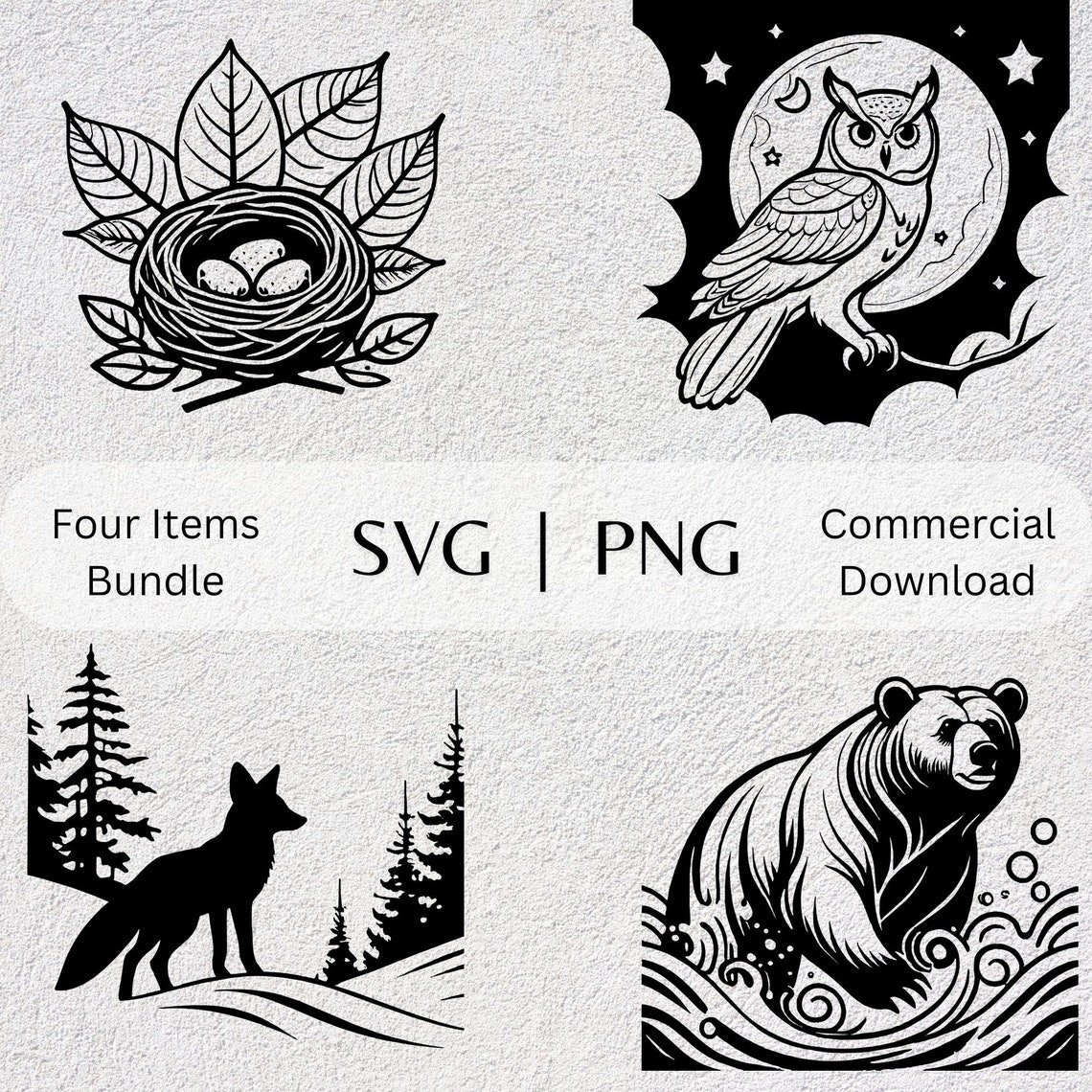 Wildlife Animals SVG PNG Collection Nature Hand Drawn Clipart Vector ...