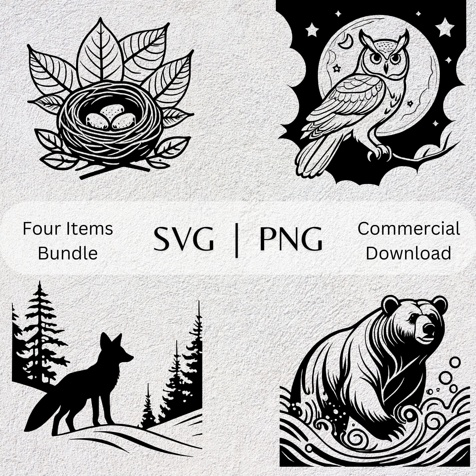 Wildlife Animals SVG PNG Collection Nature Hand Drawn Clipart Vector ...