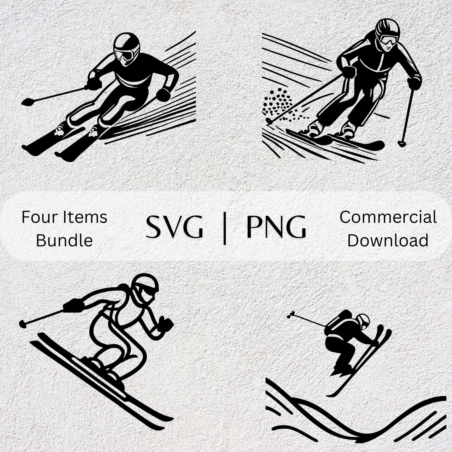 Skiing SVG PNG Collection Snow Hand Drawn Clipart Sport Themed Vector ...