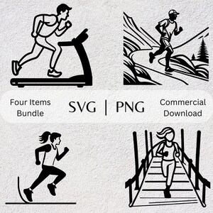 Running Man SVG PNG Collection Marathon Hand Drawn Clipart Track Themed ...
