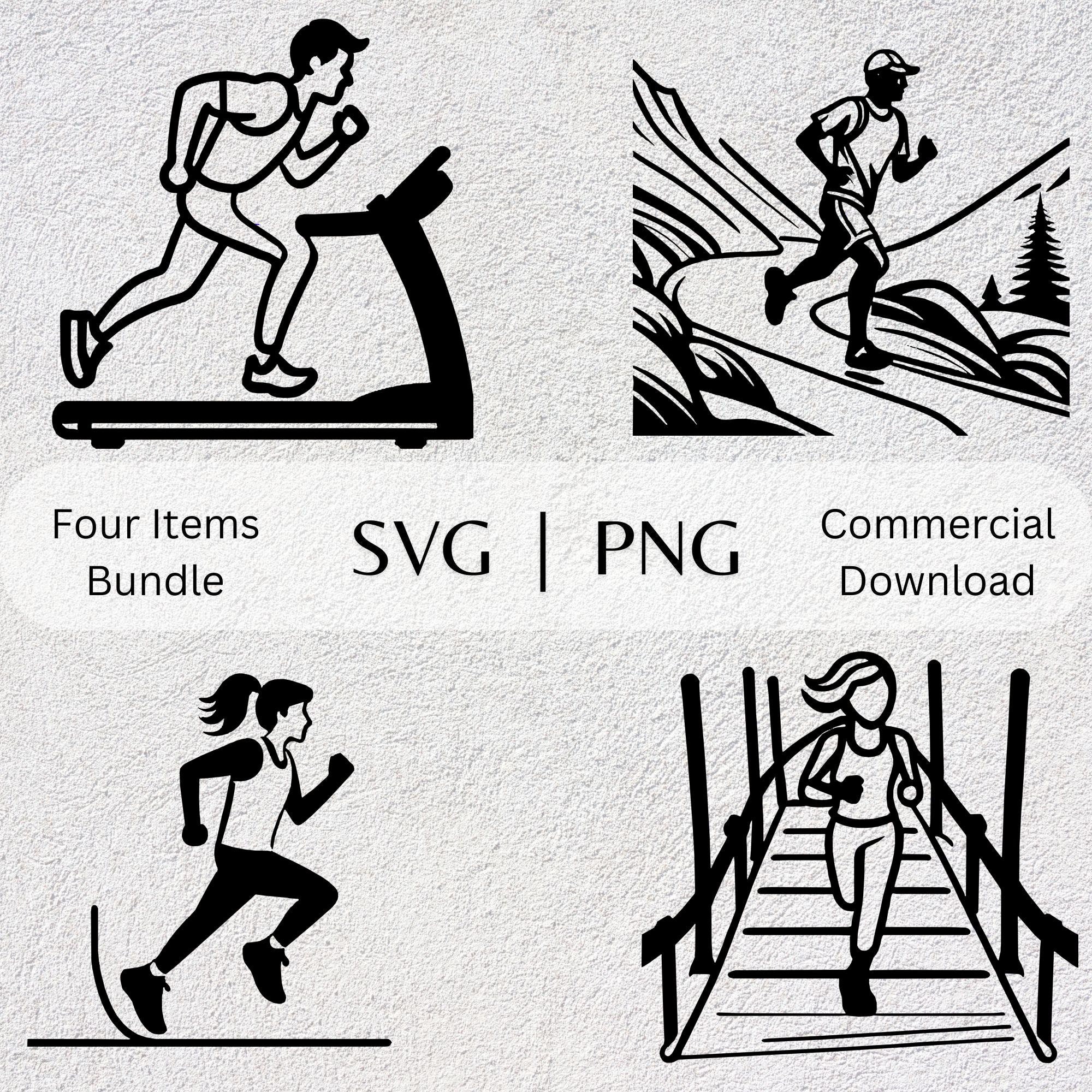 Running Man SVG PNG Collection Marathon Hand Drawn Clipart Track Themed ...