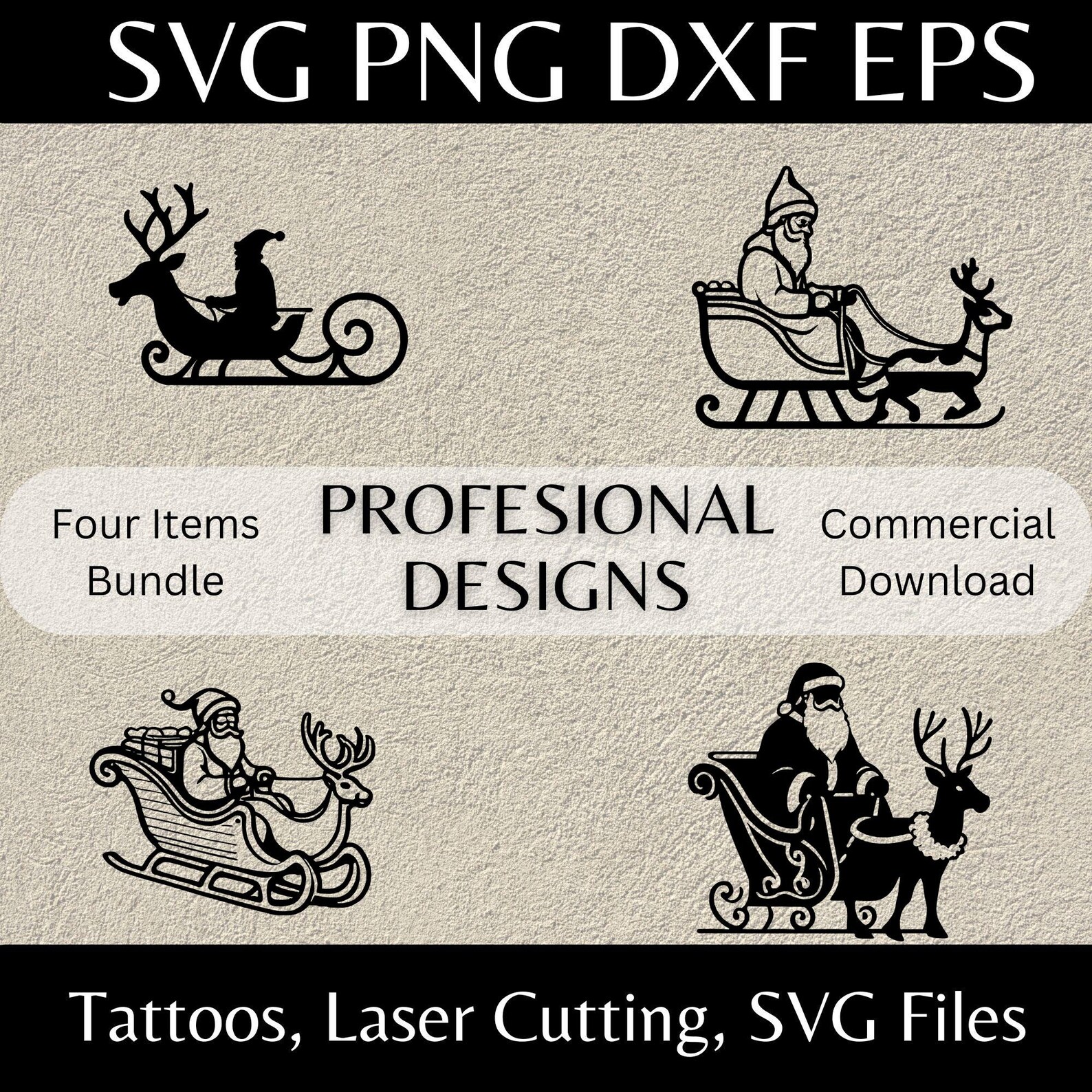 Santa Sledge SVG Pack Santa Sledge PNG Files Christmas Santa Sledge ...
