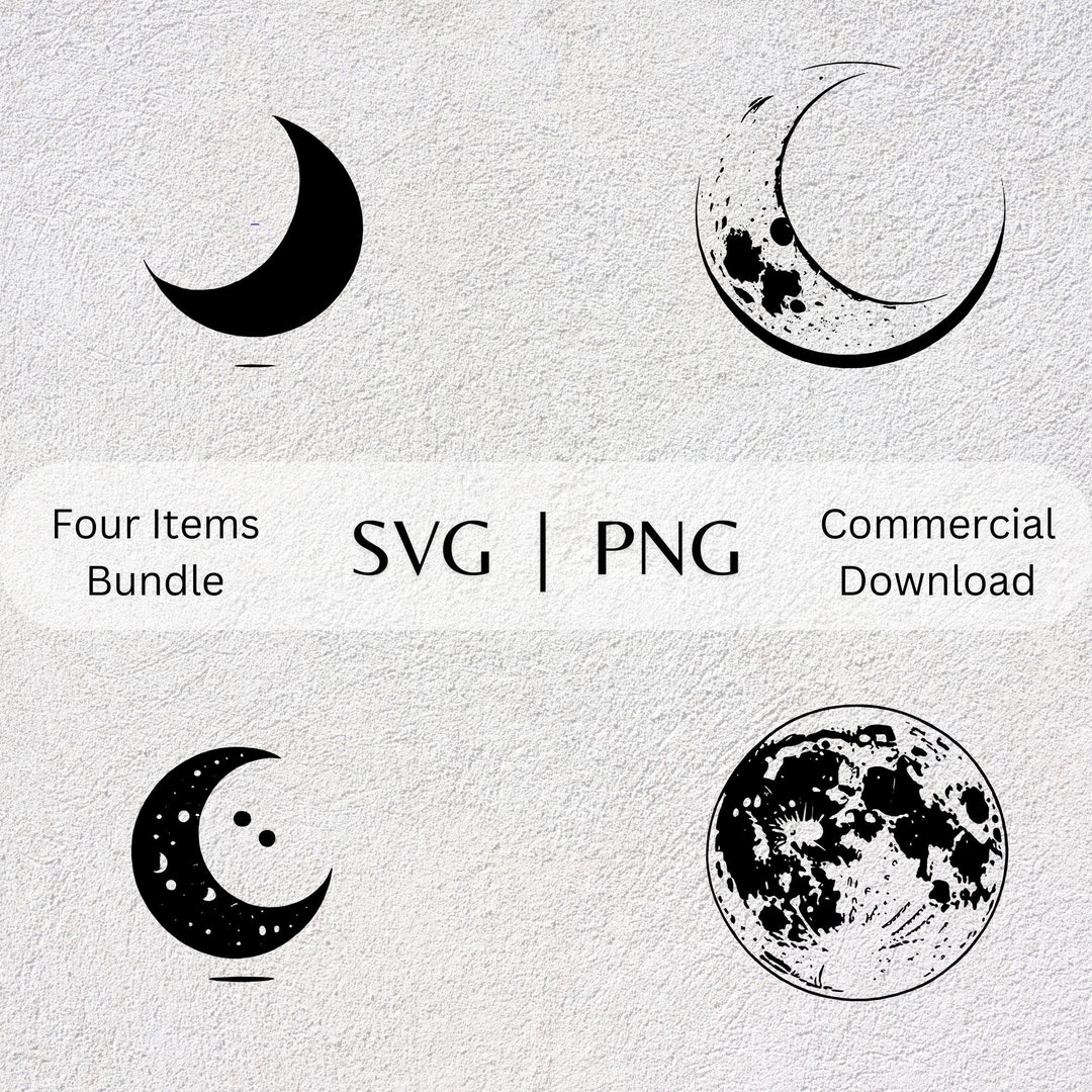 Moon Star SVG PNG Collection Planet Hand Drawn Clipart Space Themed ...