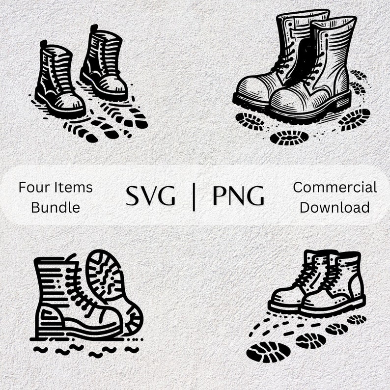 Boots Trail SVG Collection, PNG, Nature Clipart, Hand Drawn Hiking ...