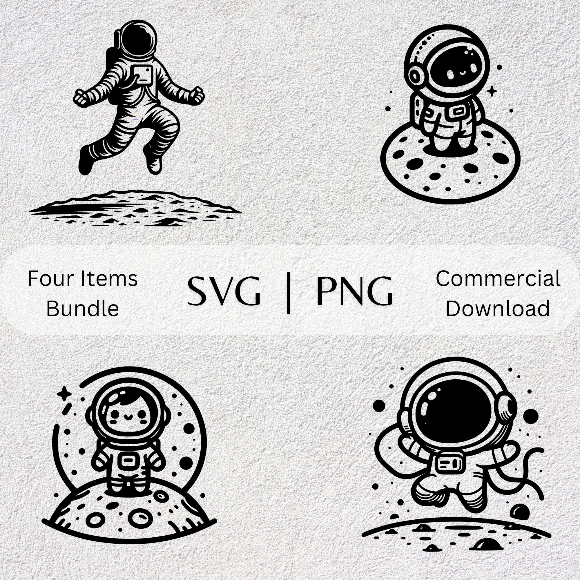 Cute Moon Astronaut SVG Collection, PNG, Space Clipart, Hand Drawn ...
