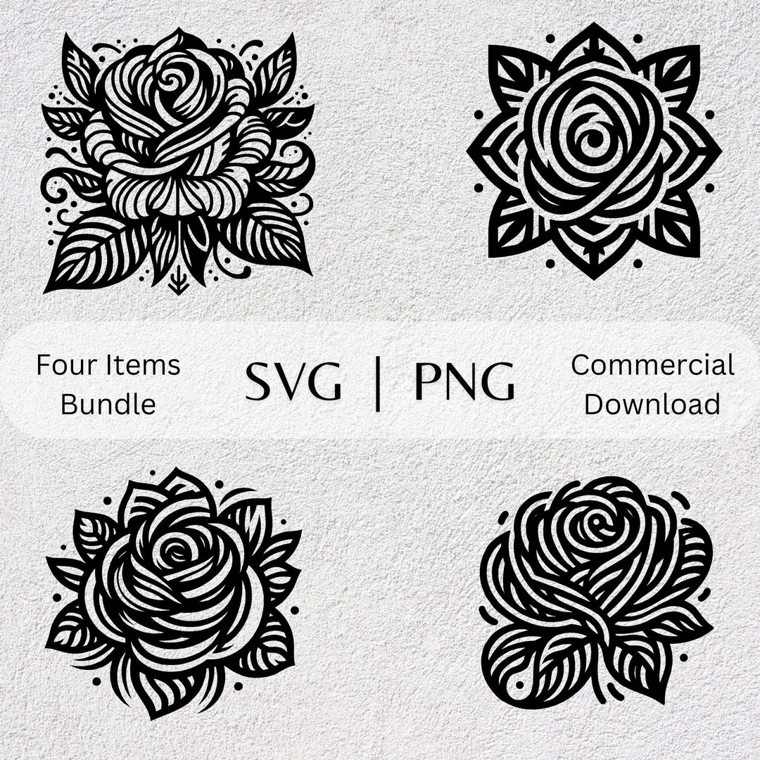 Inspiring Rose SVG PNG Collection Flower Hand Drawn Clipart ...
