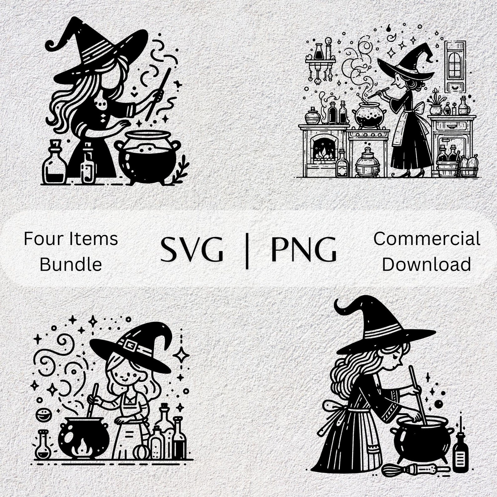 Brew Witch SVG PNG Collection Halloween Hand Drawn Clipart Potion ...