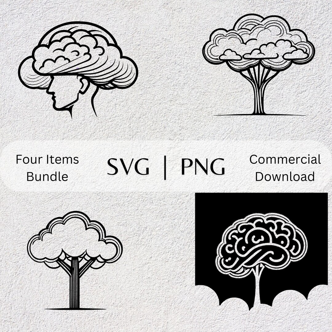 Mind Tree SVG PNG Collection Nature Hand Drawn Clipart Clouds Themed ...