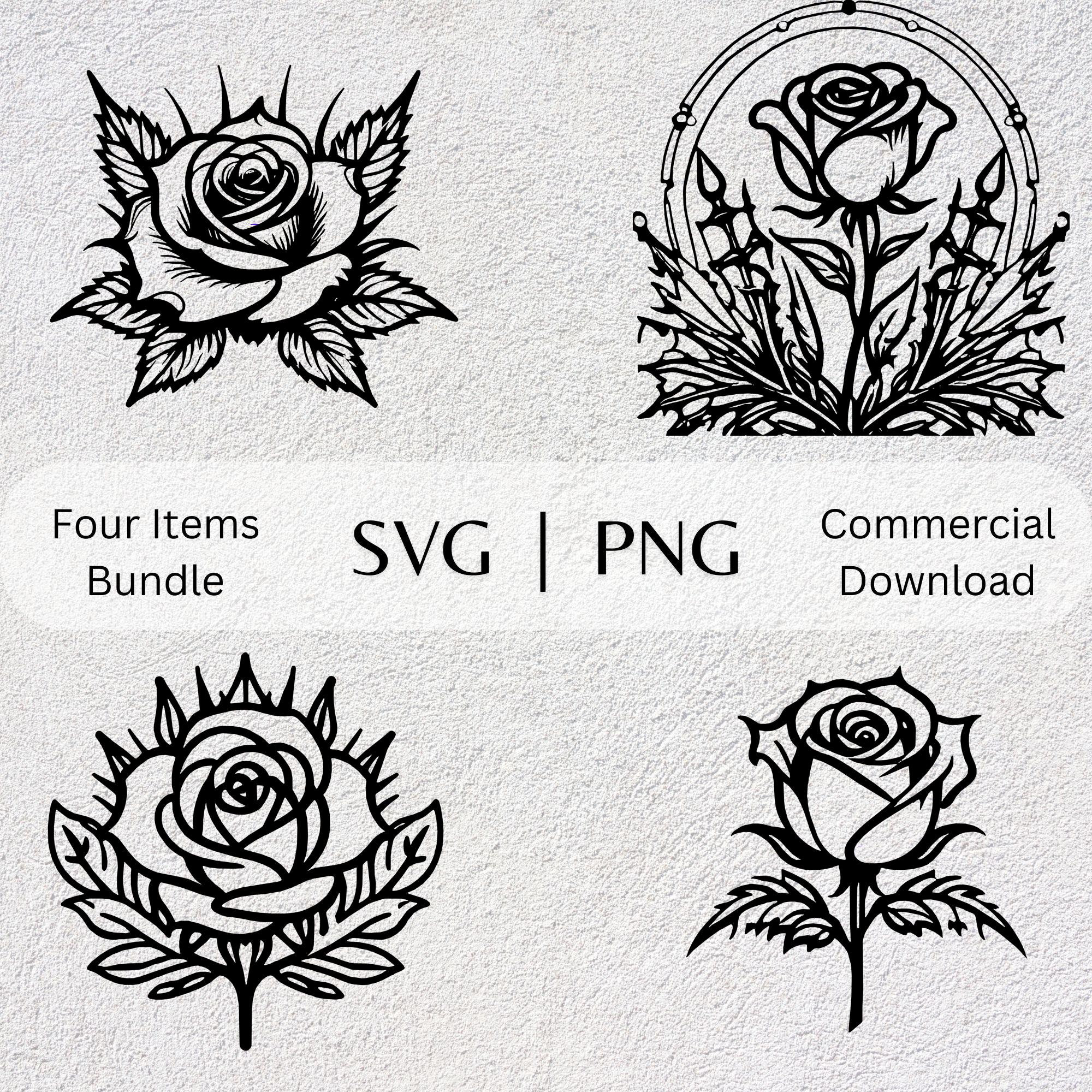 Gothic Rose SVG PNG Collection Dark Hand Drawn Clipart Artistic Themed ...