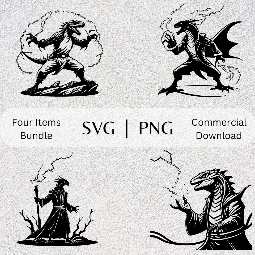 Magic Lizard SVG PNG Collection Lightning Hand Drawn Clipart Magic ...