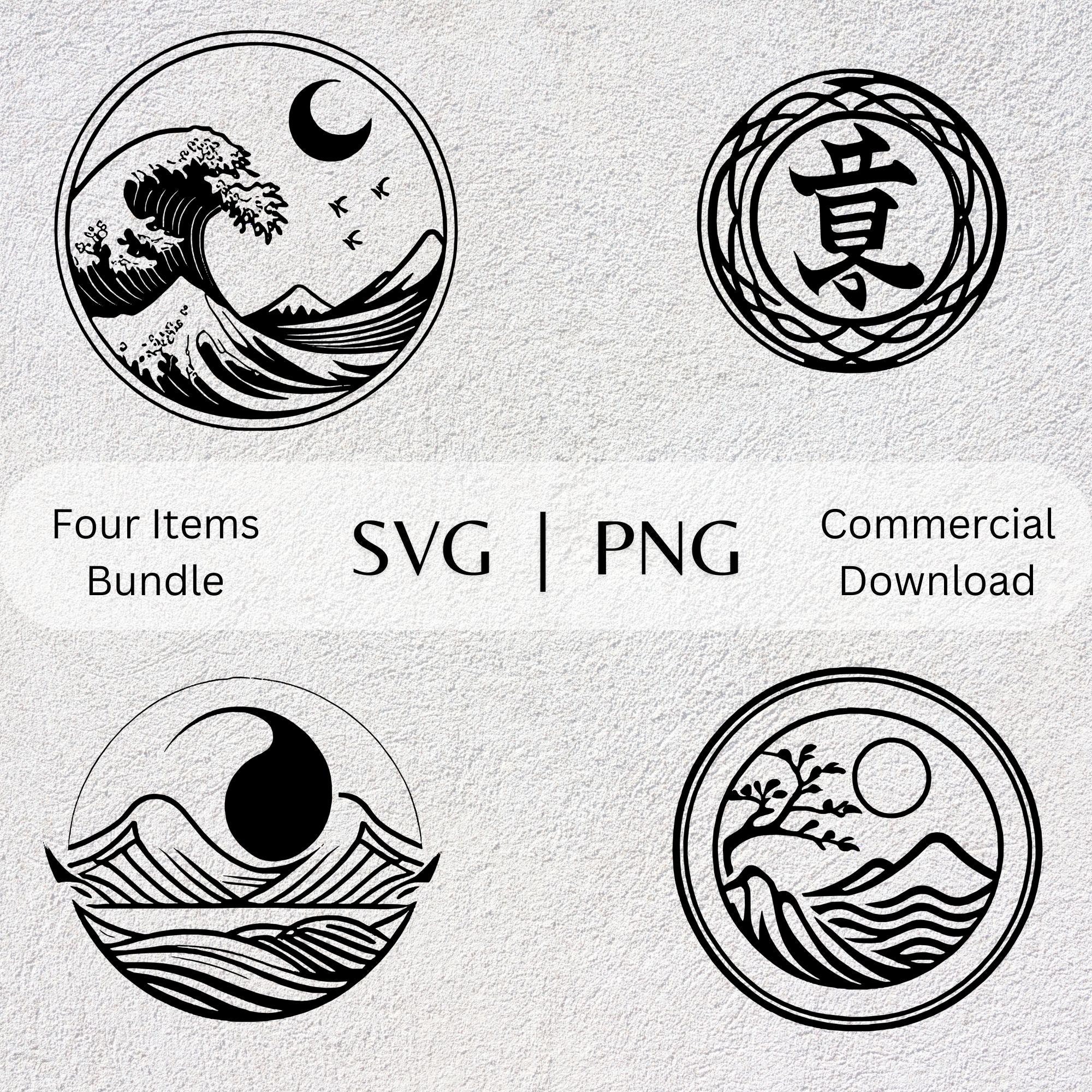 Japanese Art SVG PNG Collection Traditional Hand Drawn Clipart Vector ...