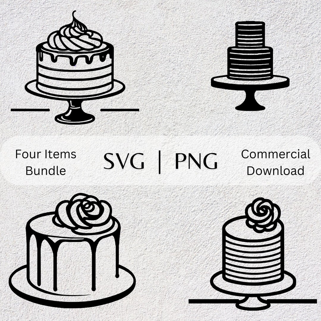 Beautiful Cake SVG PNG Collection Party Hand Drawn Clipart Vector ...