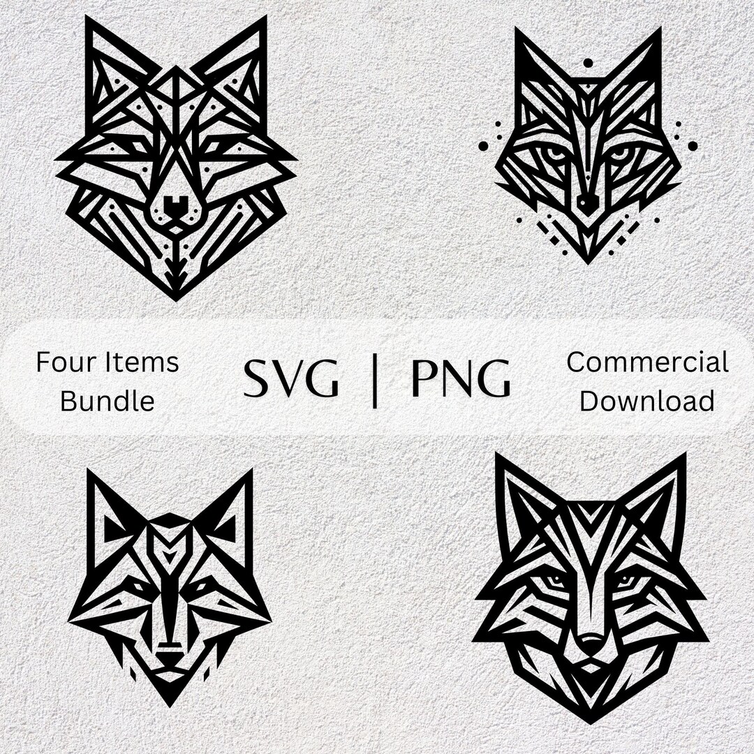 Geometric Fox SVG PNG Collection Wildlife Hand Drawn Clipart Tatoo ...