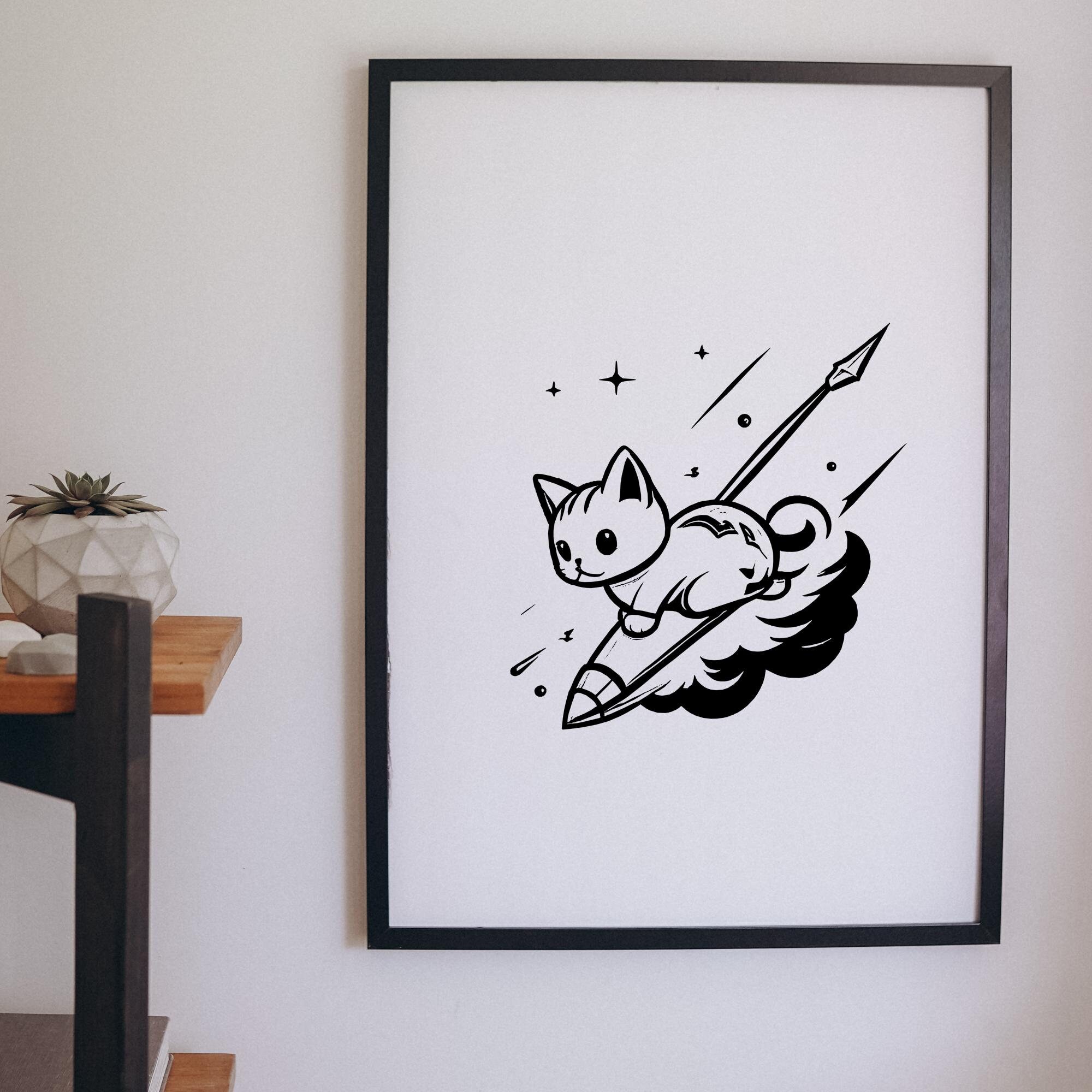 Space Cat SVG PNG Collection Astronaut Hand Drawn Clipart Asrtal Themed ...