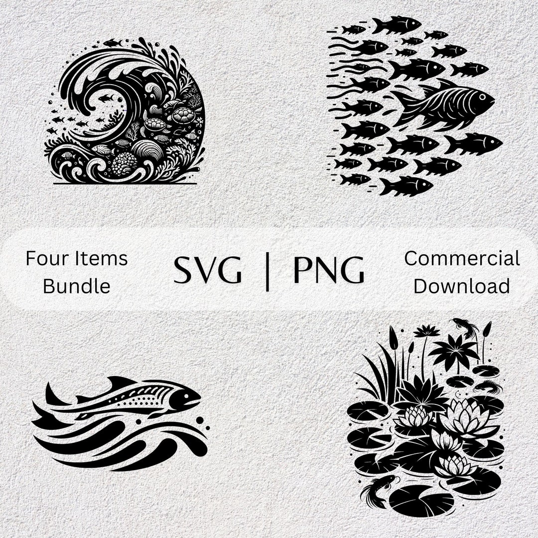 Artistic Marine SVG Collection, PNG, Sealife Clipart, Hand Drawn Ocean ...