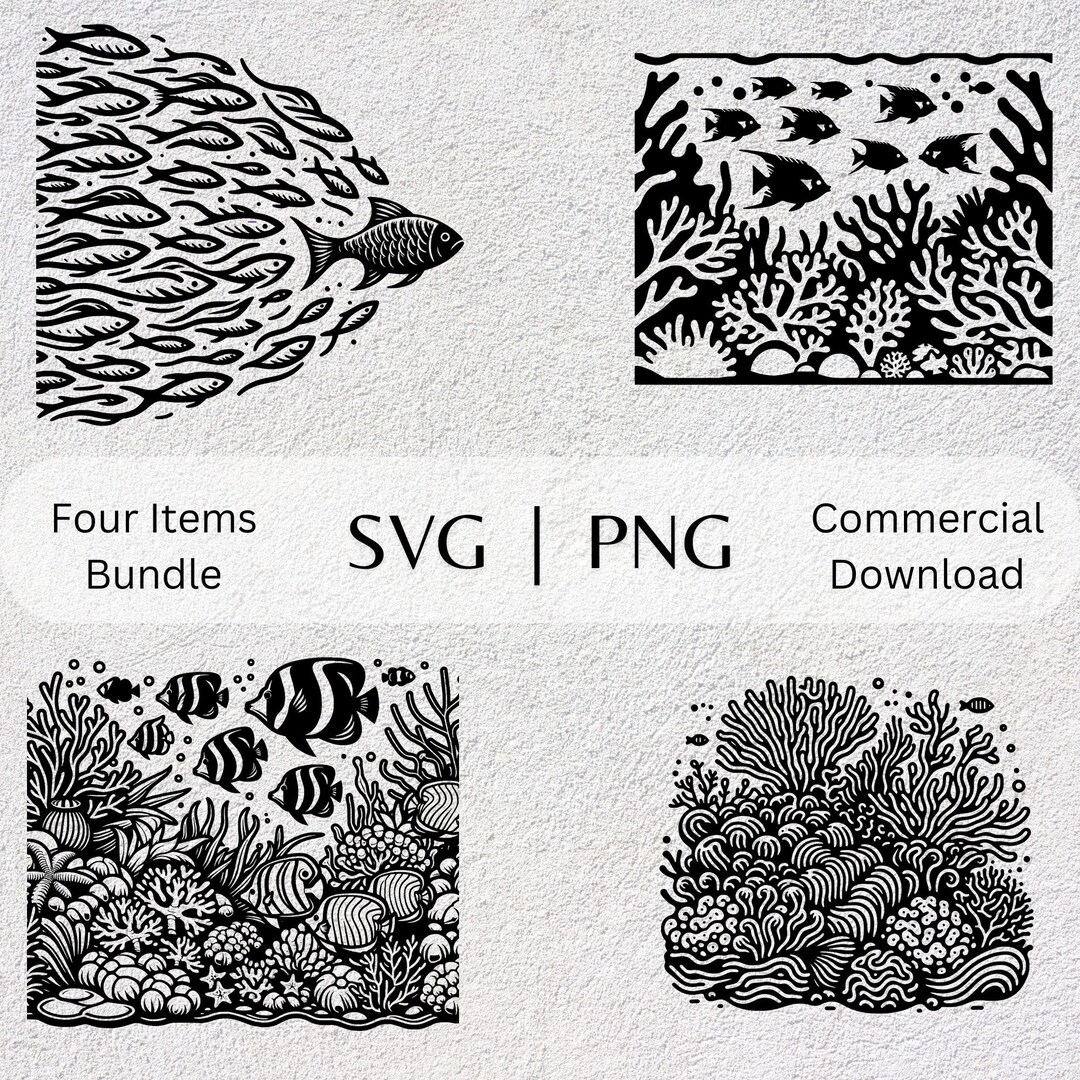 Cinematic Fish Life SVG Collection, PNG, Sealife Clipart, Hand Drawn ...