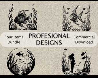 Fish SVG Pack Fish PNG Files Cute Fish Clipart, Unique Sea Art Fish Dxf ...