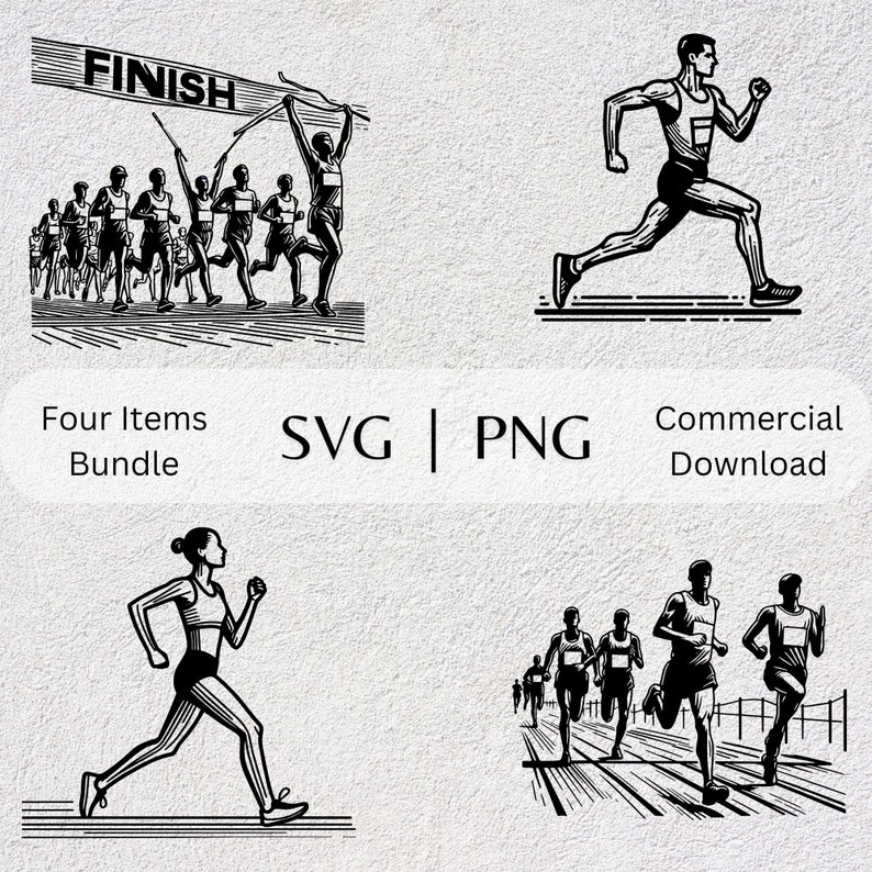 Running Marathon SVG Collection, PNG, Sport Clipart, Hand Drawn ...