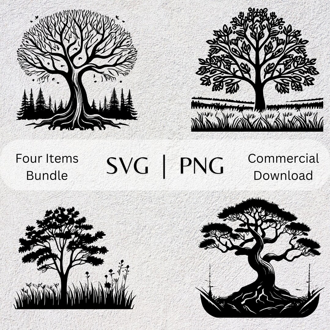 Root Tree SVG PNG Collection Nature Hand Drawn Clipart Garden Themed ...