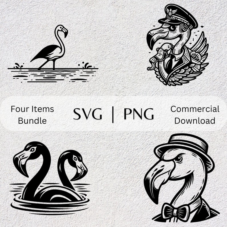 Flamingo Bird Theme Goofy SVG PNG Collection Nature Hand Drawn Clipart ...