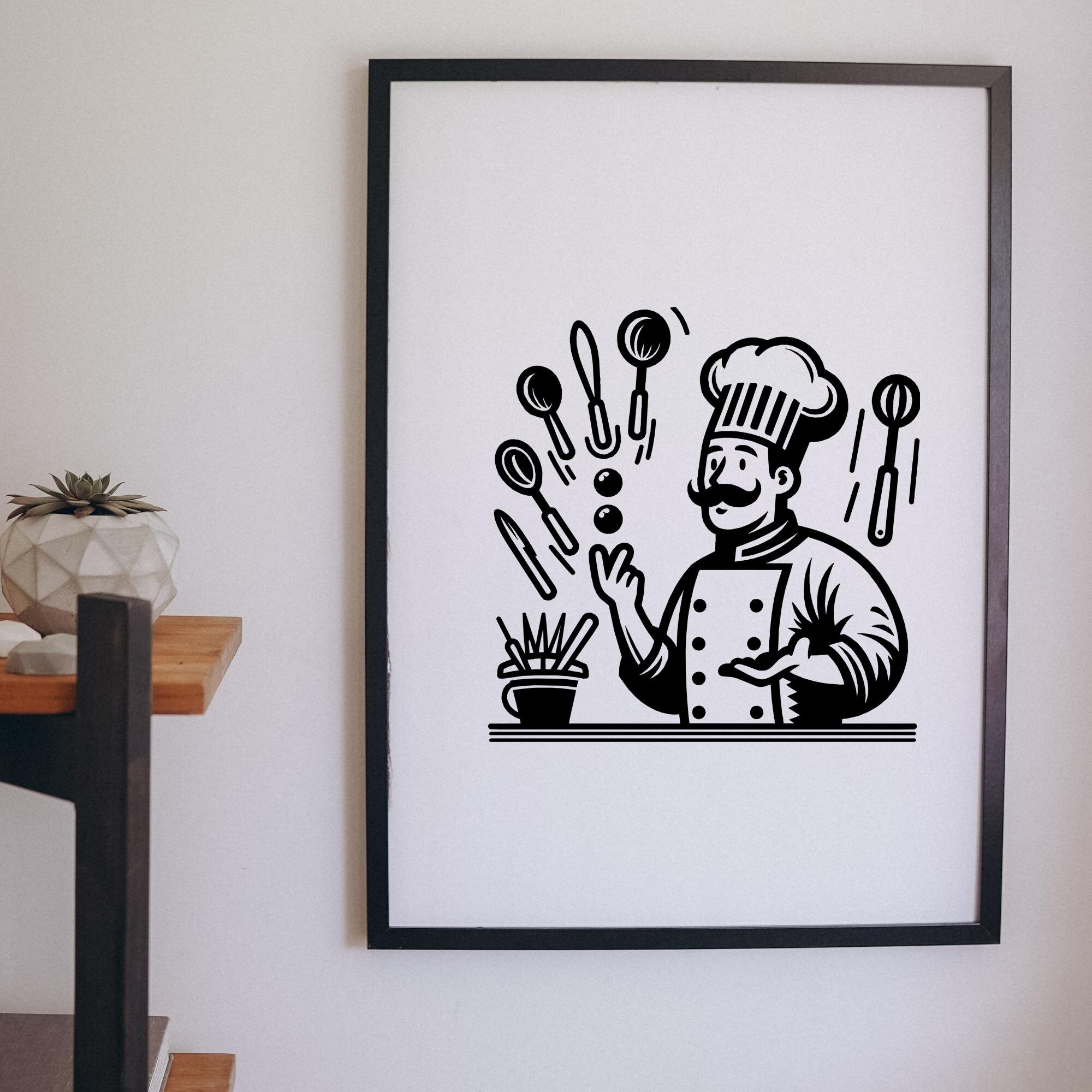 Chef Cook SVG PNG Collection Restaurant Hand Drawn Clipart Food Themed ...