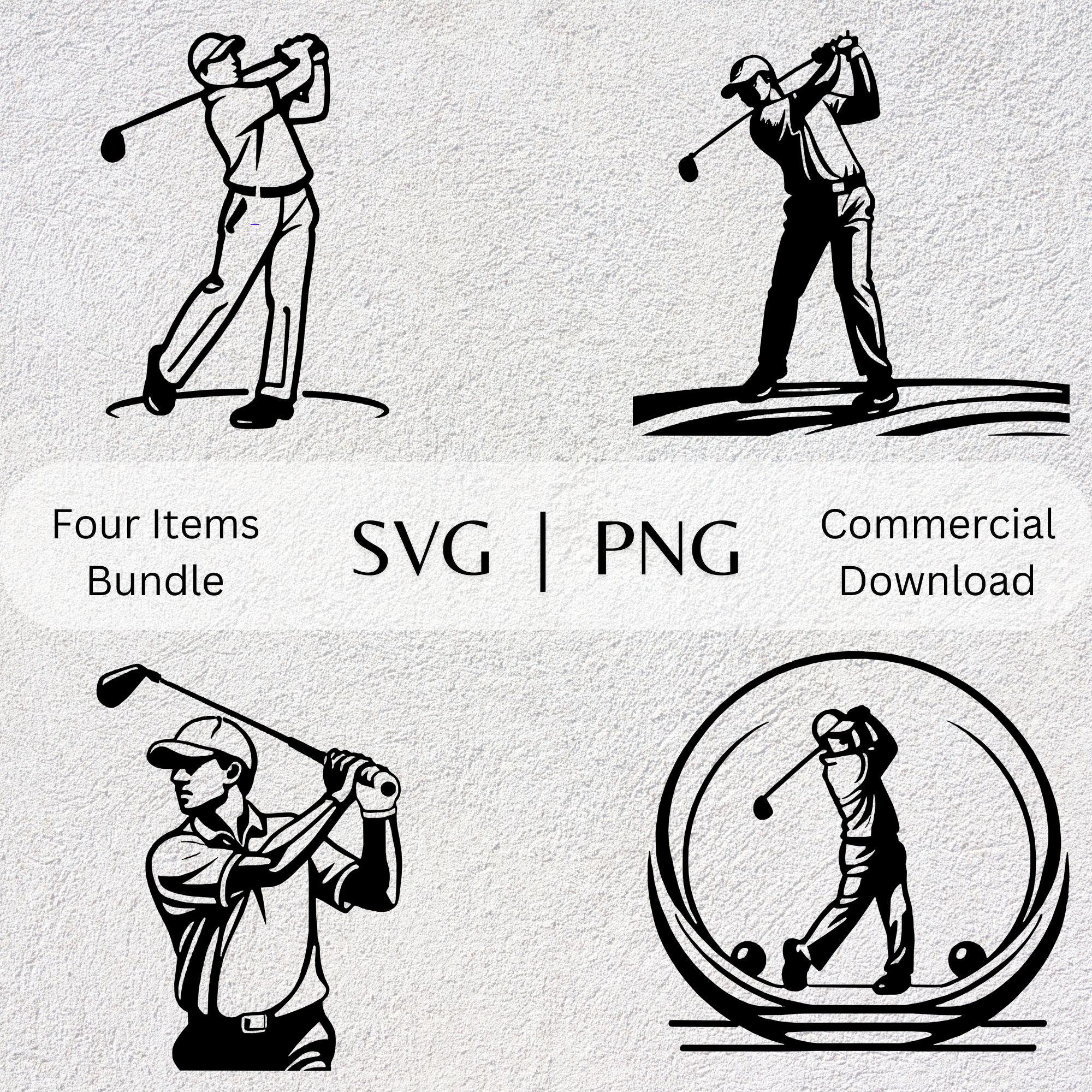 Golf Player SVG PNG Collection Sports Hand Drawn Clipart Fun Themed ...