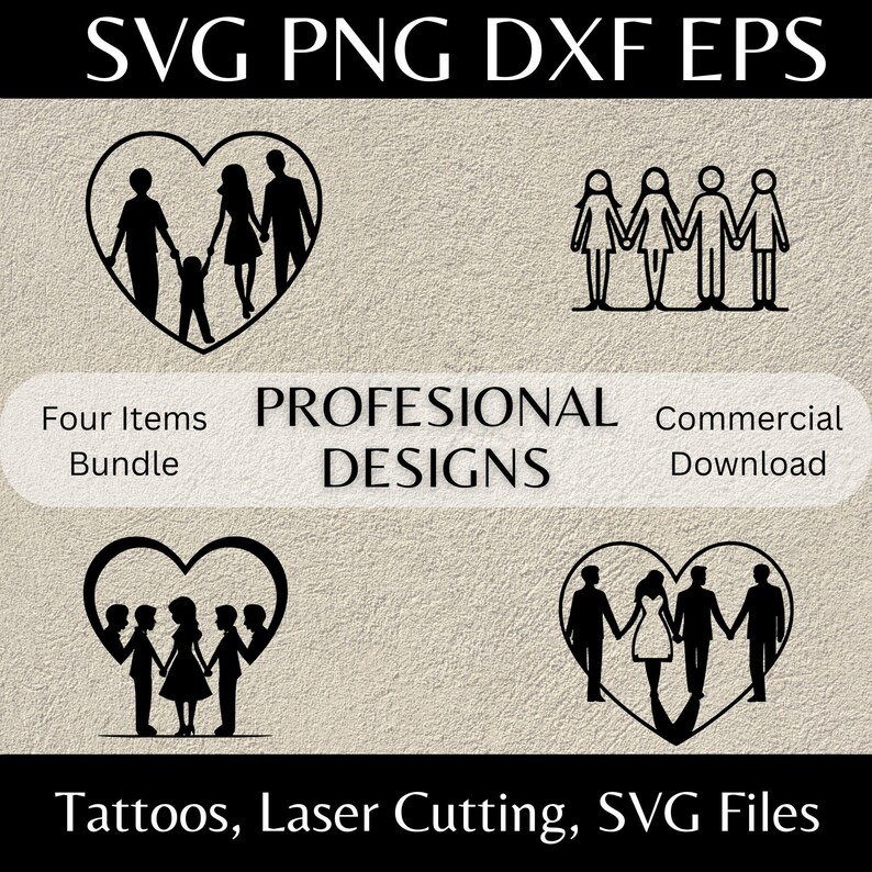 Family SVG Pack Family PNG Files Love Family Clipart, Unique Children ...