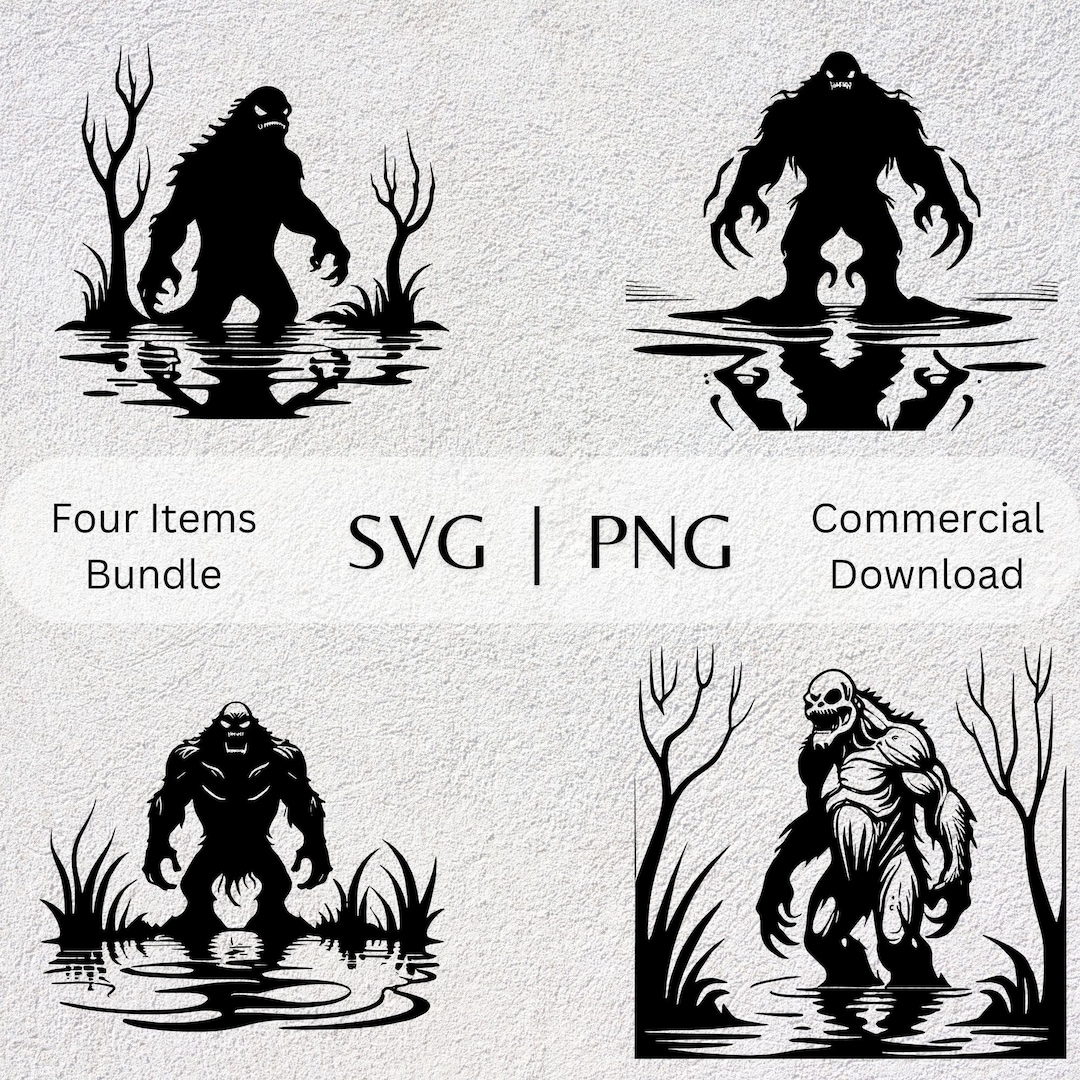 Swamp Monster SVG PNG Collection Legends Hand Drawn Clipart Vector ...