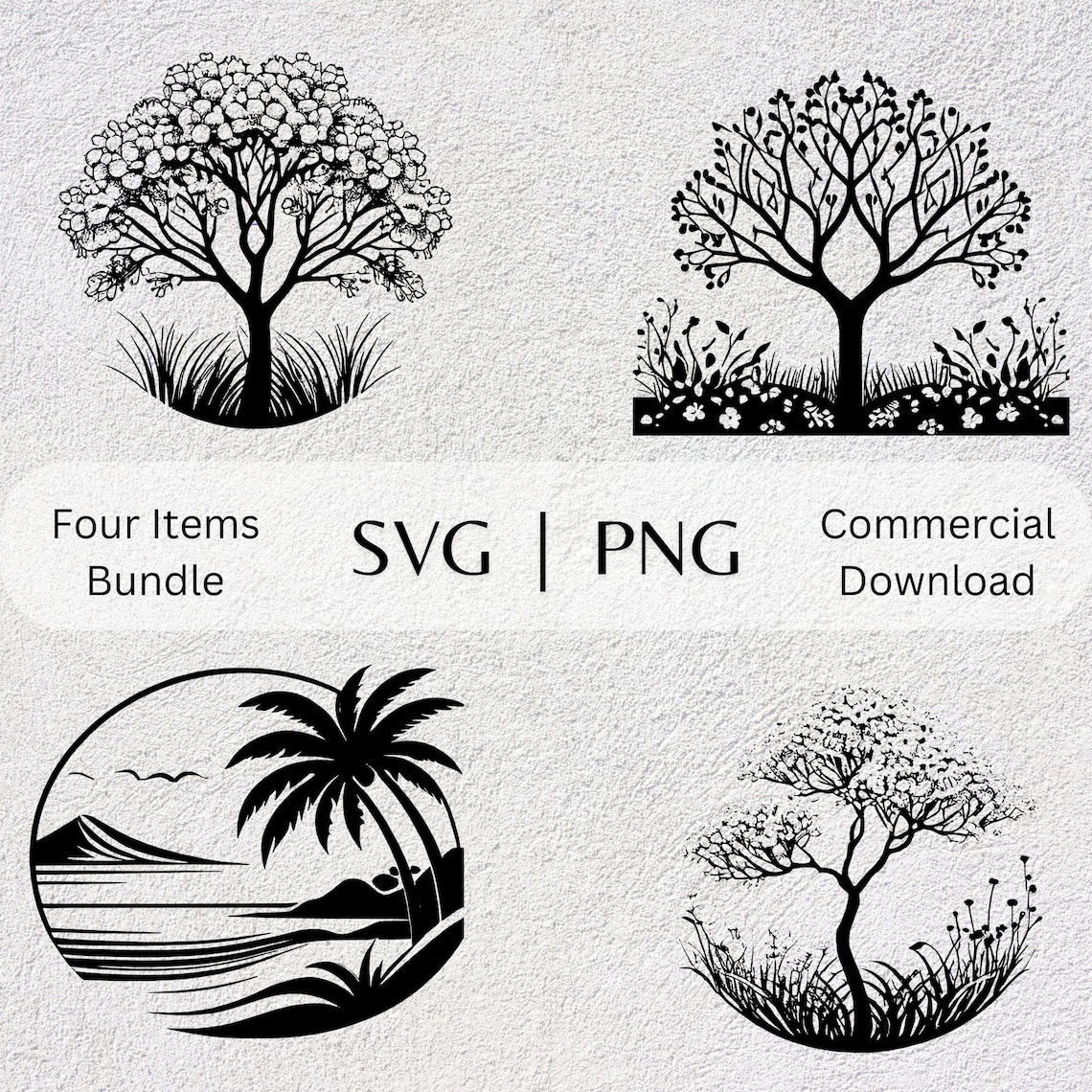 Nature Tree SVG PNG Collection Nature Hand Drawn Clipart Vector ...
