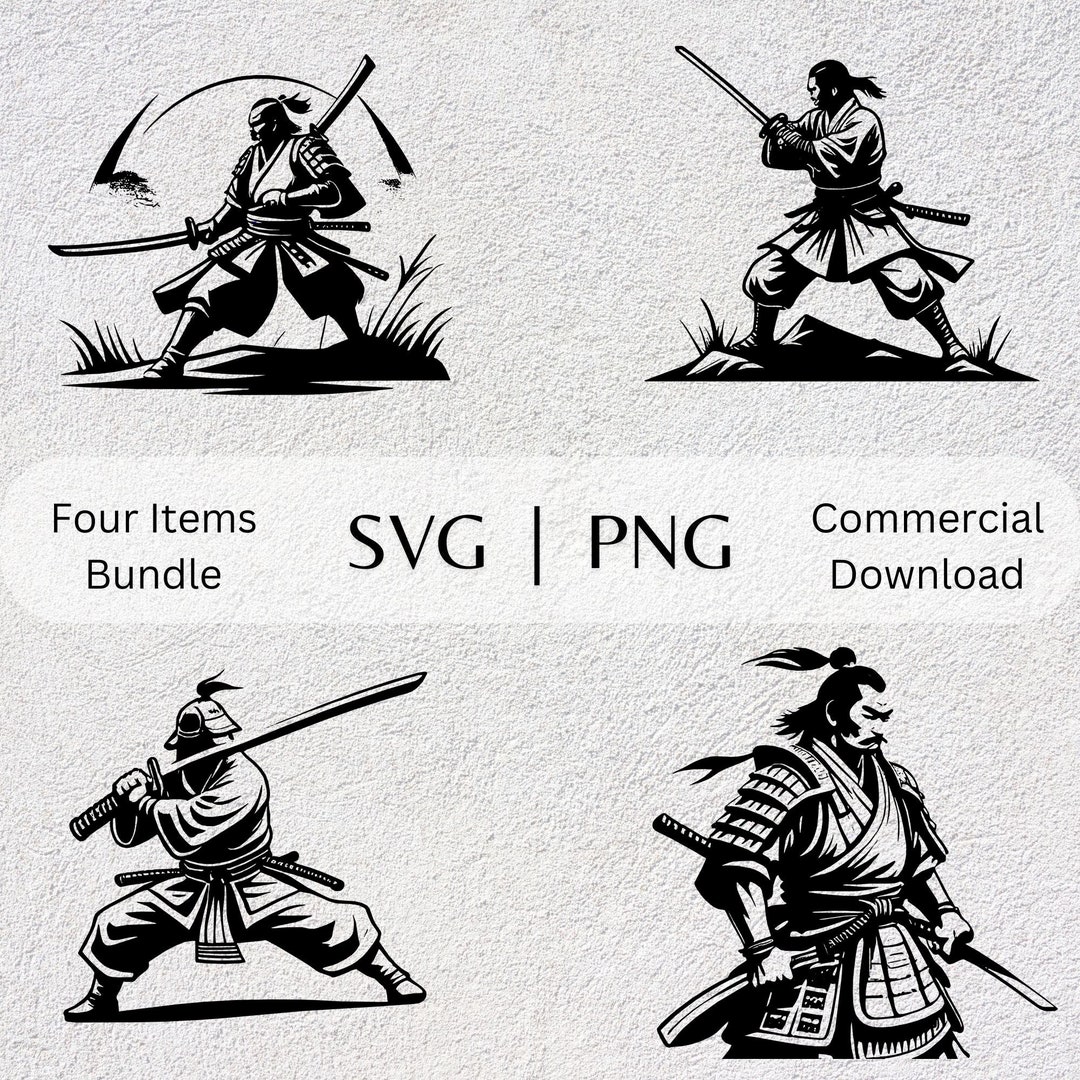 Samurai Warrior SVG PNG Collection Japan Hand Drawn Clipart Vector ...