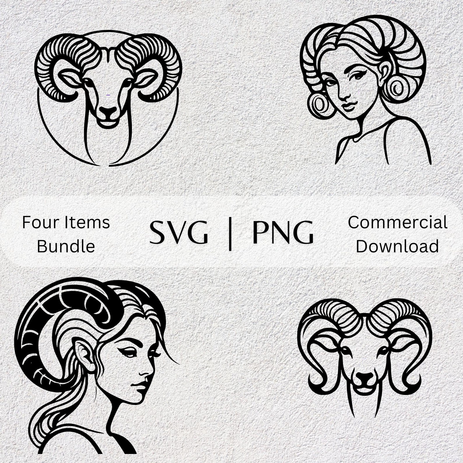Aries Sign SVG PNG Collection Zodiac Hand Drawn Clipart Astral Themed ...