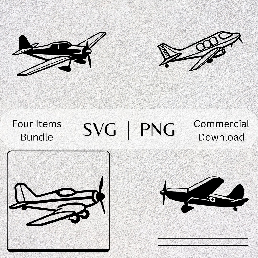 Classic Airplane SVG PNG Collection Vintage Hand Drawn Clipart Vector ...
