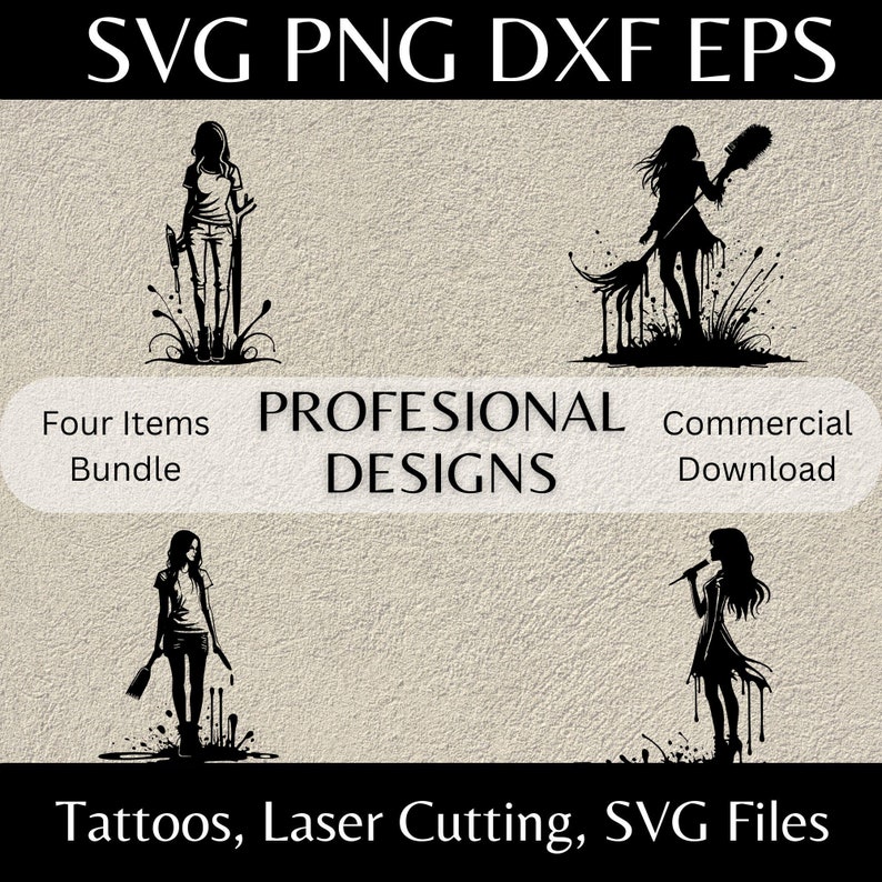 Painter SVG Pack Painter PNG Files Girl Painter Clipart, Unique Color ...