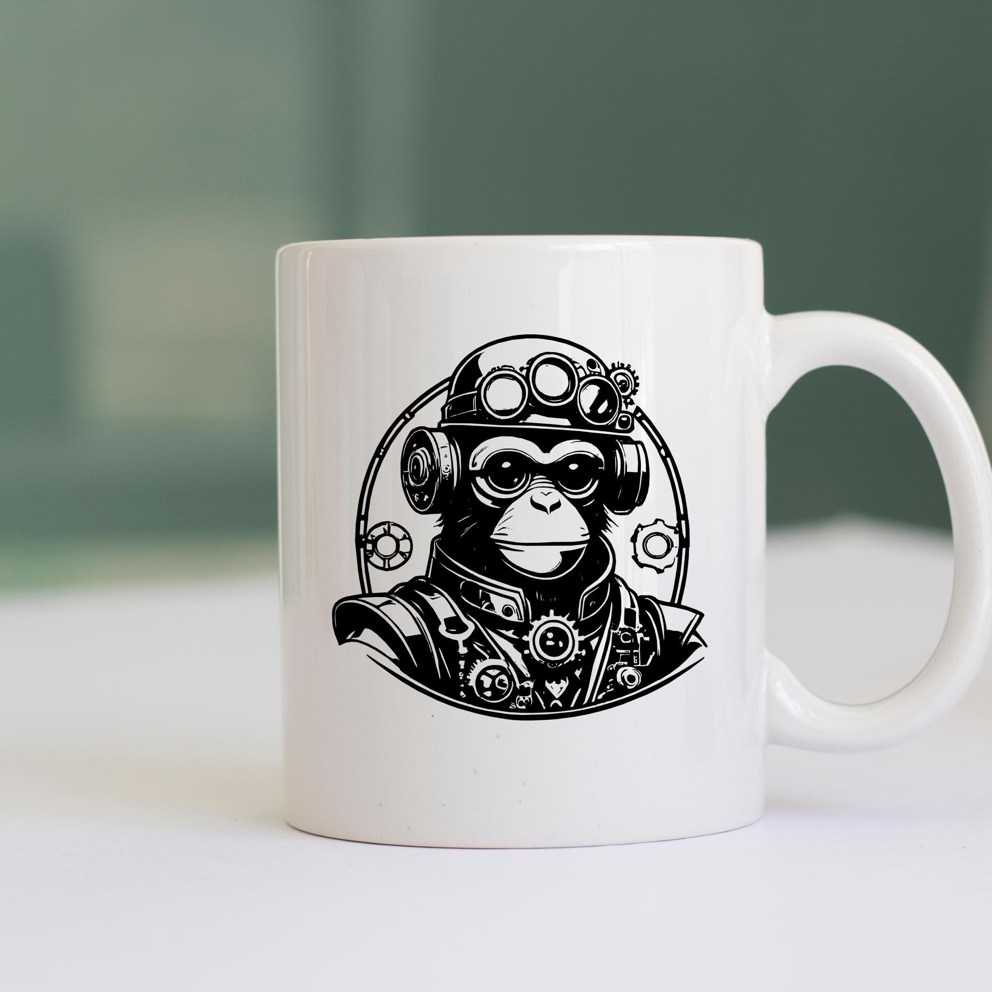Cyborg Monkey SVG PNG Collection Ape Hand Drawn Clipart Robot Themed ...