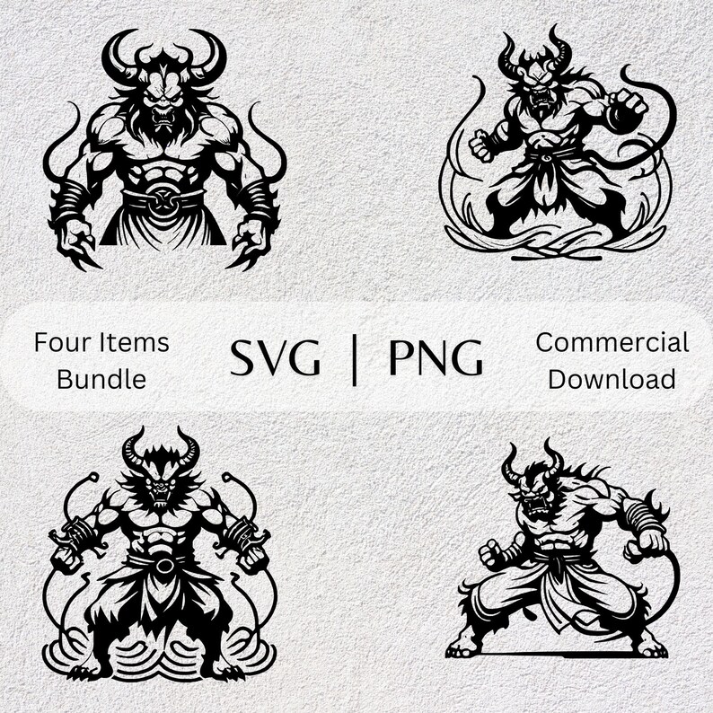 Japanese Demon SVG PNG Collection Monster Hand Drawn Clipart Vector ...
