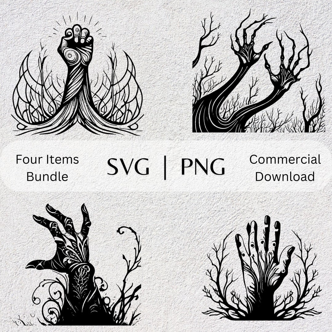 Growing Hands SVG PNG Collection Tree Hand Drawn Clipart Vector ...