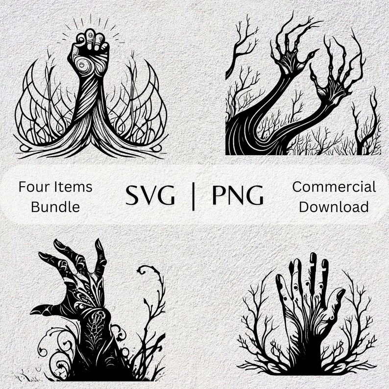 Growing Hands SVG PNG Collection Tree Hand Drawn Clipart Vector ...