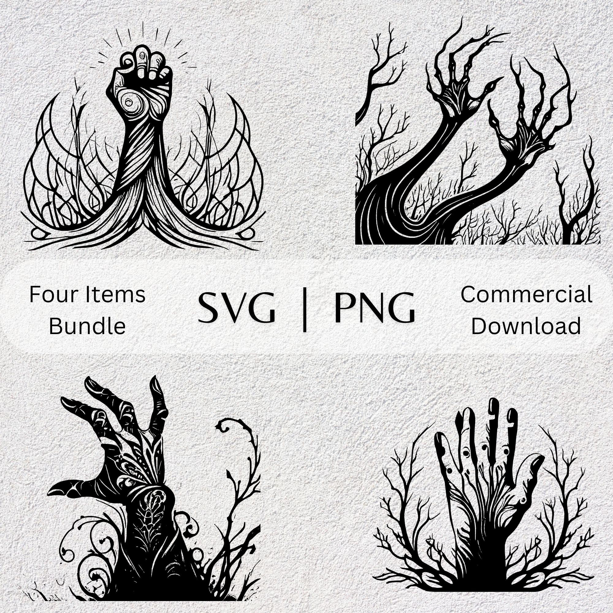 Growing Hands SVG PNG Collection Tree Hand Drawn Clipart Vector ...
