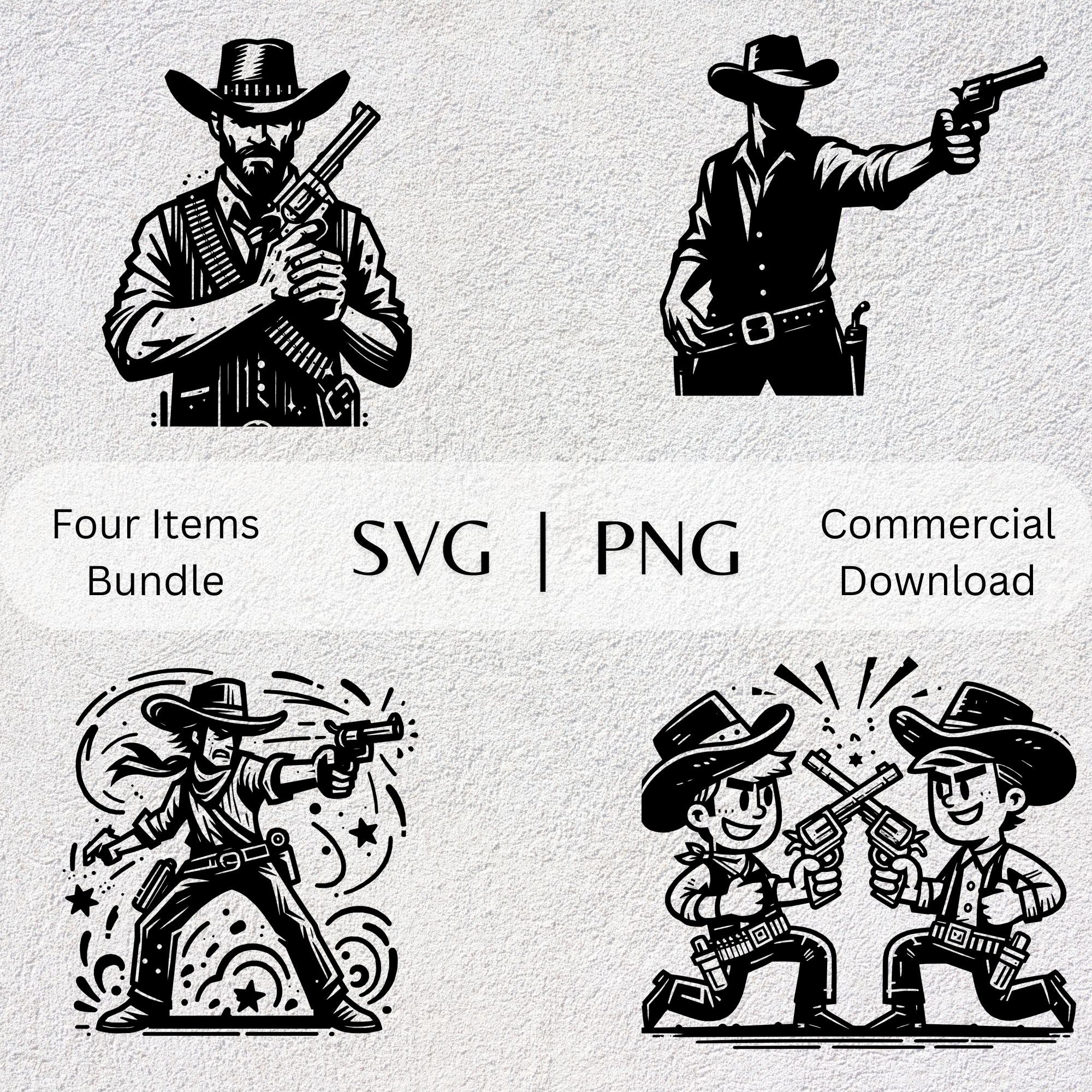 Sheriff Cowboy SVG PNG Collection Tattoo Hand Drawn Clipart Western ...