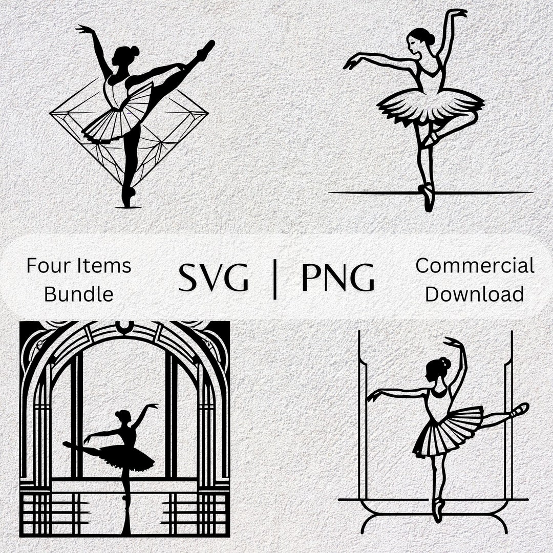 Ballet Dance SVG PNG Collection Art Hand Drawn Clipart Ballerina Themed ...