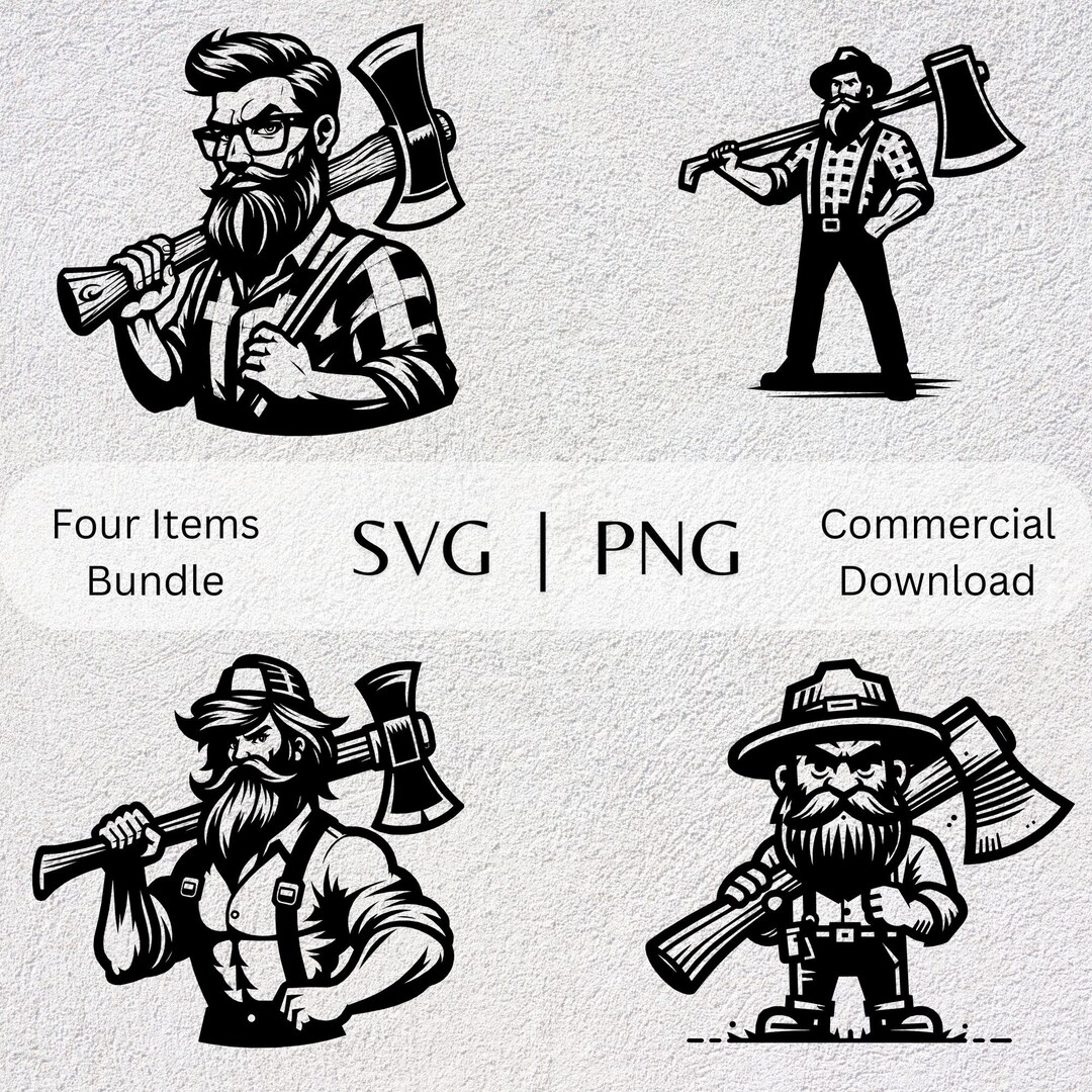Lumberjack Axe SVG PNG Collection Cartoon Hand Drawn Clipart Caricature ...