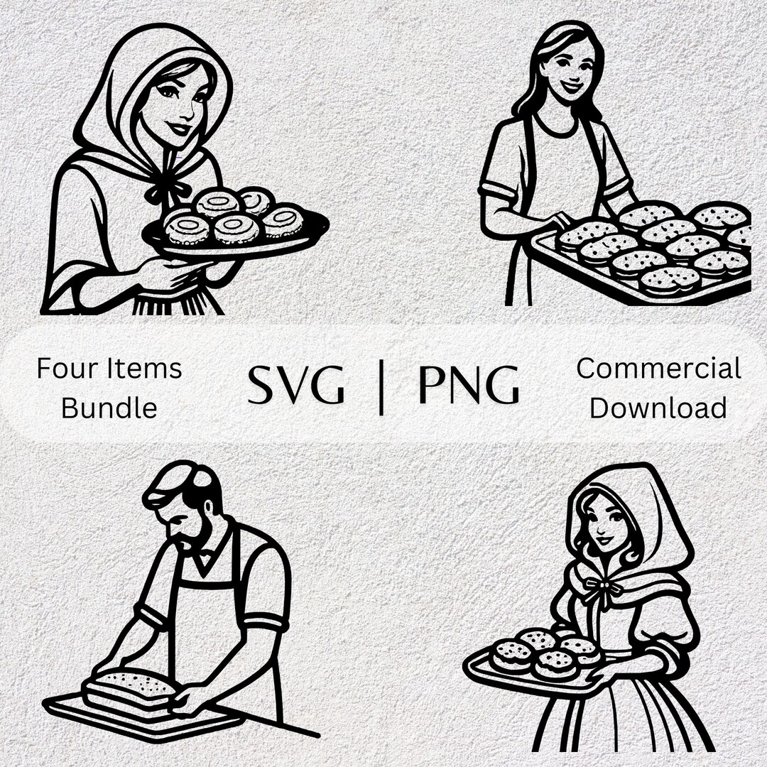 Baker Cookies SVG PNG Collection Pastries Hand Drawn Clipart Vector ...