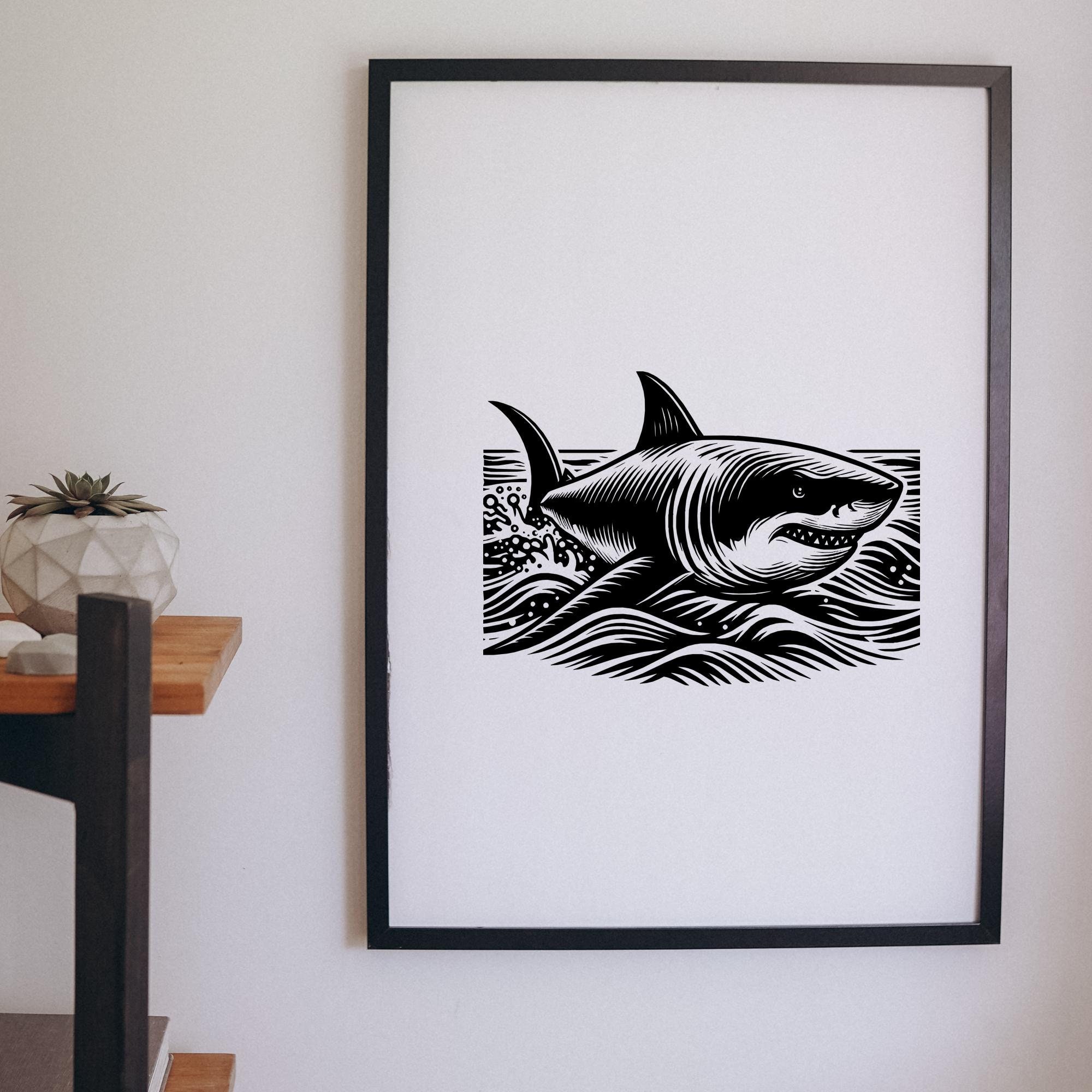 Shark SVG PNG Collection Ocean Hand Drawn Clipart Sea Themed Vector ...