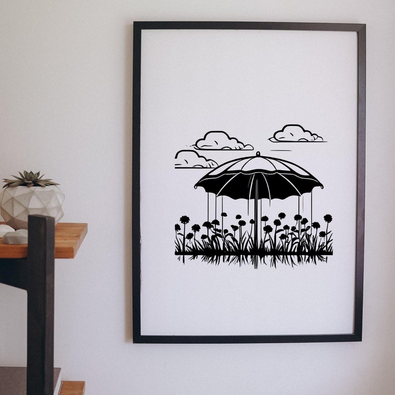 Winter Rain SVG PNG Collection Garden Hand Drawn Clipart Umbrella ...